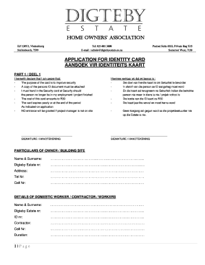 Fillable Online digtebyestate co APPLICATION FOR IDENTITY CARD AANSOEK ...