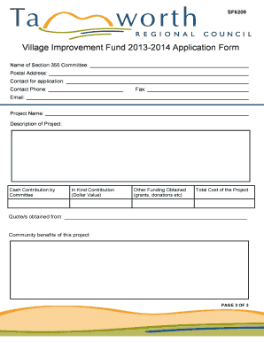 Fillable Online tamworth nsw gov Village Improvement Fund 2013-2014 ...