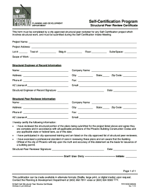 Fillable Online phoenix Self Cert Structural Peer Review Certificate.doc Fax Email Print - pdfFiller