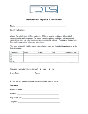 Fillable Online Verification of Hepatitis B Vaccination Fax Email Print ...