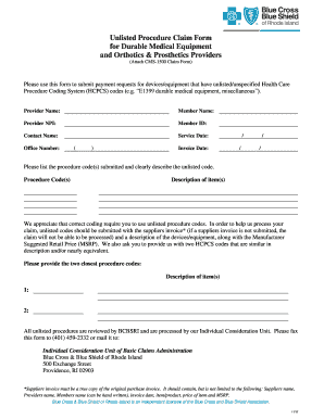 Fillable Online Unlisted Procedure Code Form for Physicians* Fax Email ...