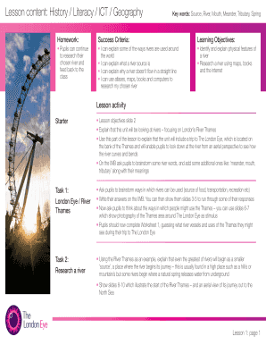 Fillable Online Lesson content: History / Literacy / ICT / Geography ...