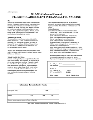 Fillable Online FLUMIST QUADRIVALENT INTRANASAL FLU VACCINE Fax Email ...