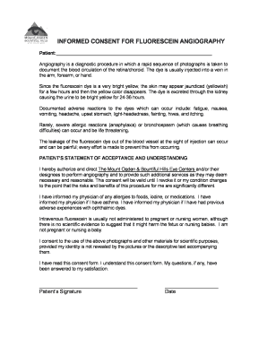 Fillable Online INFORMED CONSENT FOR FLUORESCEIN ANGIOGRAPHY Fax Email ...