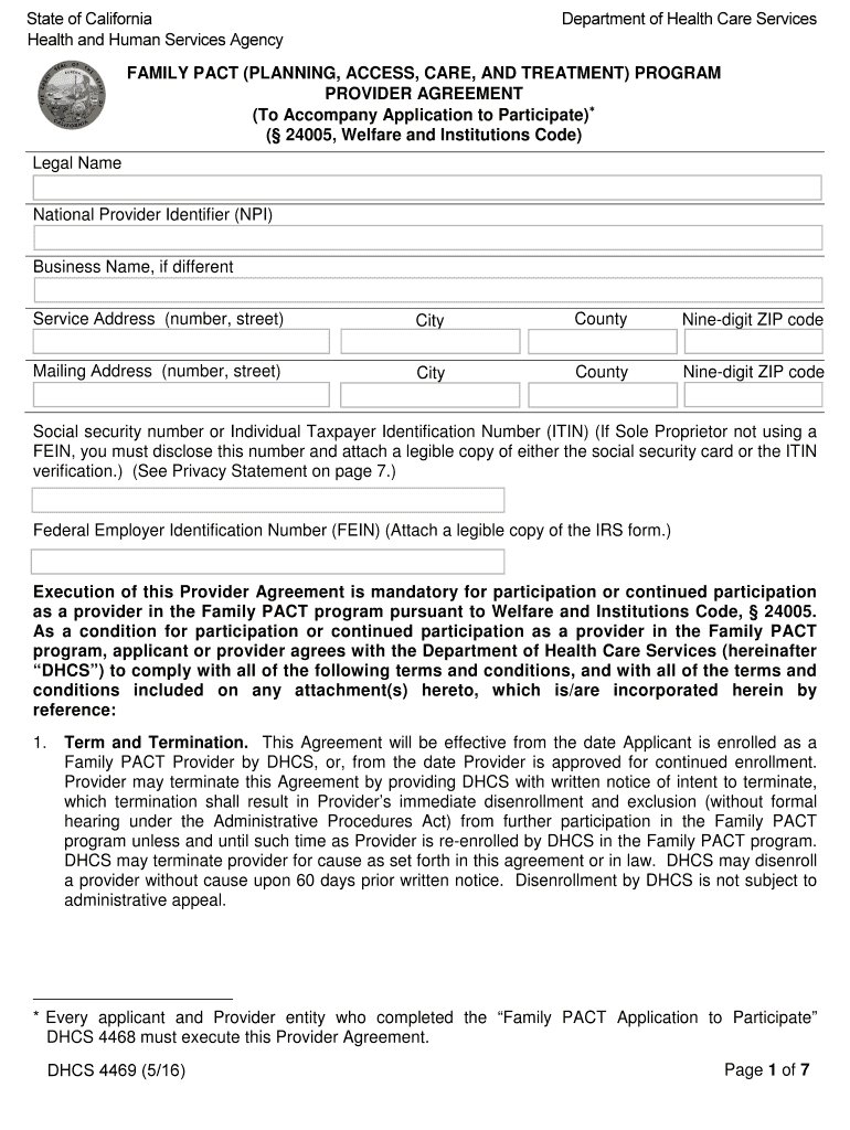 Fillable Online providers familypact Family PaCT Program Provider ...