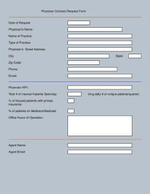 Fillable Online Physician Contract Request Form Date of Request Fax ...