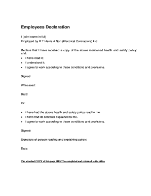Fillable Online Employees Declaration Fax Email Print - pdfFiller