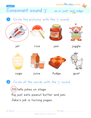 Fillable Online Lesson Consonant sound j as in just and edge Fax Email ...