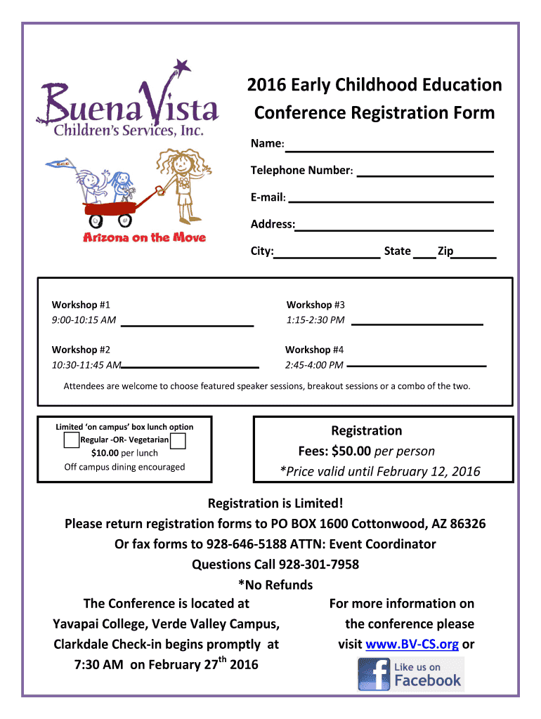 Fillable Online bv-cs 2016 Early Childhood Education Conference ...