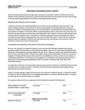Fillable Online Maggie Hope Couples Therapy Agreement.doc Fax Email ...