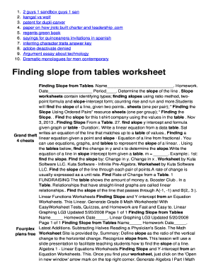 Slope From Tables Worksheet - Fill Online, Printable, Fillable, Blank ...