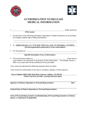 Fillable Online AUTHORIZATION TO RELEASE MEDICAL INFORMATION I, hereby authorize Fax Email Print ...