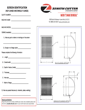Fillable Online SCREEN IDENTIFICATION - Zenith Cutter Fax Email Print ...