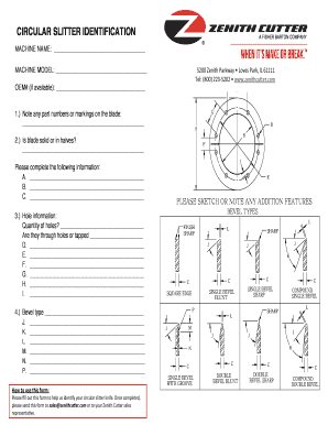 Fillable Online CIRCULAR SLITTER IDENTIFICATION - Zenith Cutter Fax ...