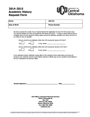 Fillable Online uco Academic History Fax Email Print - pdfFiller