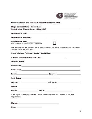 Fillable Online eisteddfod Stage Competitions Cerdd Dant - eisteddfod ...