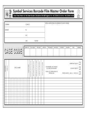 Fillable Online axicon co Symbol Services Barcode Film Master Order ...