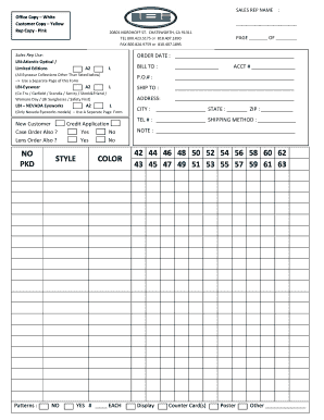 Fillable Online SALES REP NAME - LBI Eyewear Fax Email Print - pdfFiller