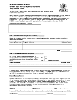 Fillable Online orkney gov Small Business Bonus Scheme Application Form ...