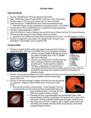 Fillable Online Sun Facts- Interesting Facts about the Sun - Space ...
