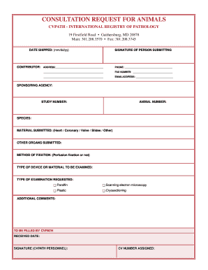 Fillable Online cvpath CONSULTATION REQUEST FOR ANIMALS - CVPath ...