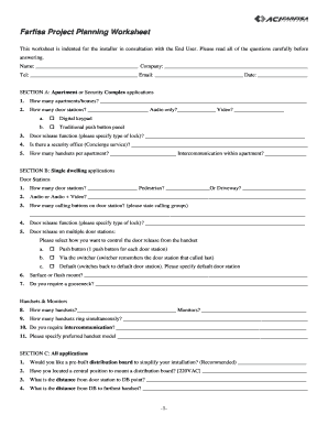 Fillable Online raicom co Farfisa Project Planning Worksheet - raicom ...