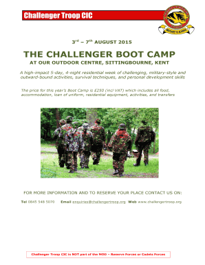 Fillable Online challengertroop THE CHALLENGER BOOT CAMP - Challenger ...