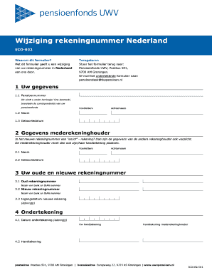 Fillable Online uwvpensioen Wijziging rekeningnummer Nederland ...