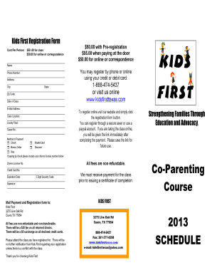 Fillable Online Kids First Registration Form $50.00 with Pre ...