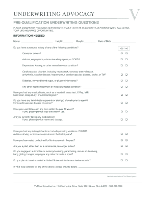 Fillable Online Pre-Underwriting Questionnaire Fax Email Print - pdfFiller