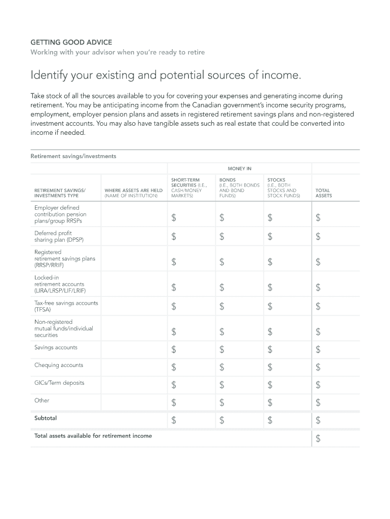 Fillable Online gettingadvice Identify your existing and potential ...