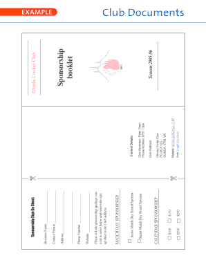 Fillable Online EXAMPLE Club Documents - Cricket Australia Fax Email ...