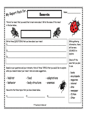 Fillable Online Insects - Teacher Printables Fax Email Print - pdfFiller