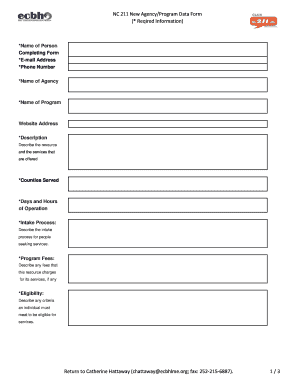 Fillable Online trilliumhealthresources NC 211 New Agency/Program Data Form Fax Email Print ...