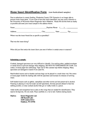 Fillable Online waukeshacounty Home Insect Identification Form ...