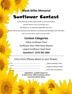 Fillable Online Sunflower Contest Fax Email Print - pdfFiller