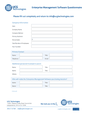 Fillable Online Enterprise Management Software Questionnaire Fax Email ...