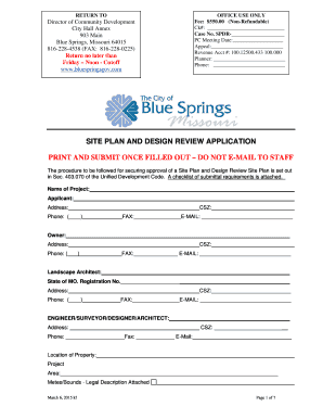Fillable Online Site Plan and Design Review Application - City of Blue Springs, MO Fax Email ...