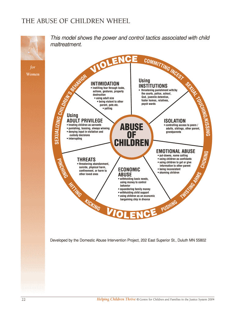 Fillable Online THE ABUSE OF CHILDREN WHEEL Fax Email Print - pdfFiller