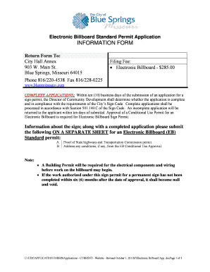 Fillable Online Electronic Billboard Standard Permit Application ...