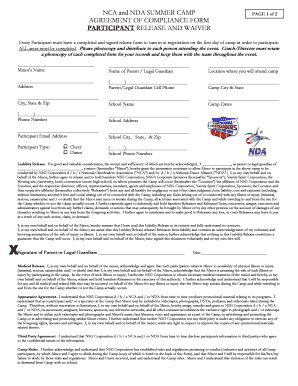 Fillable Online NCA and NDA SUMMER CAMP Fax Email Print - pdfFiller