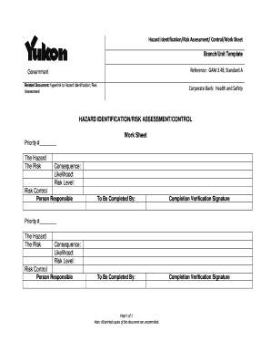 Fillable Online healthandsafety gov yk Hazard Identification/Risk ...