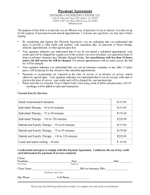 Fillable Online Payment Agreement LPC/LMFT Fax Email Print - pdfFiller