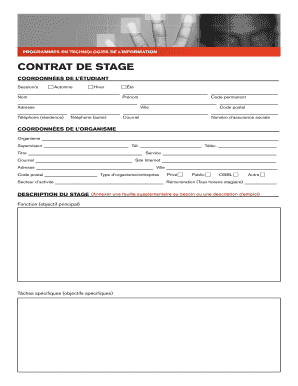 Fillable Online ti esg uqam CONTRAT DE STAGE - ESG UQAM Fax Email Print ...