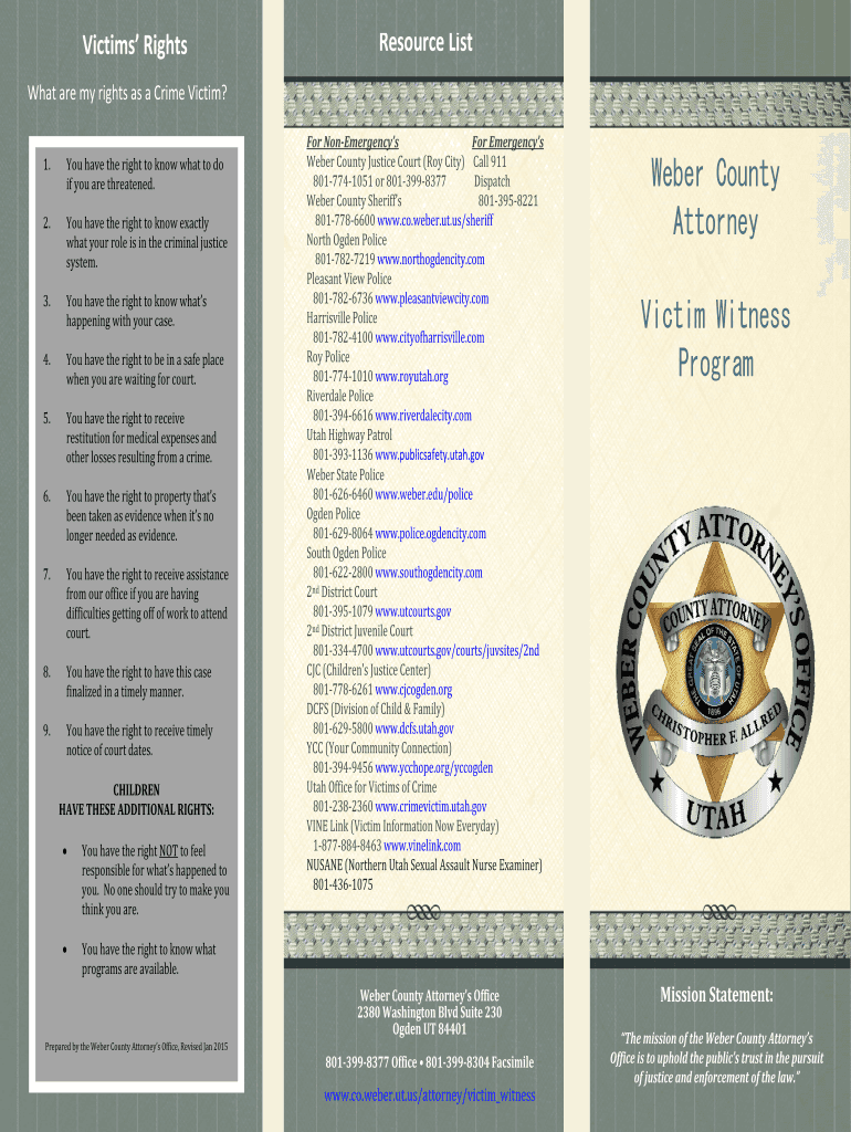 Fillable Online Weber County Attorney Victim Witness Program Fax Email ...