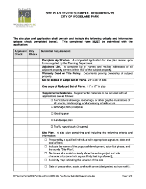 Fillable Online SITE PLAN REVIEW SUBMITTAL REQUIREMENTS Fax Email Print ...