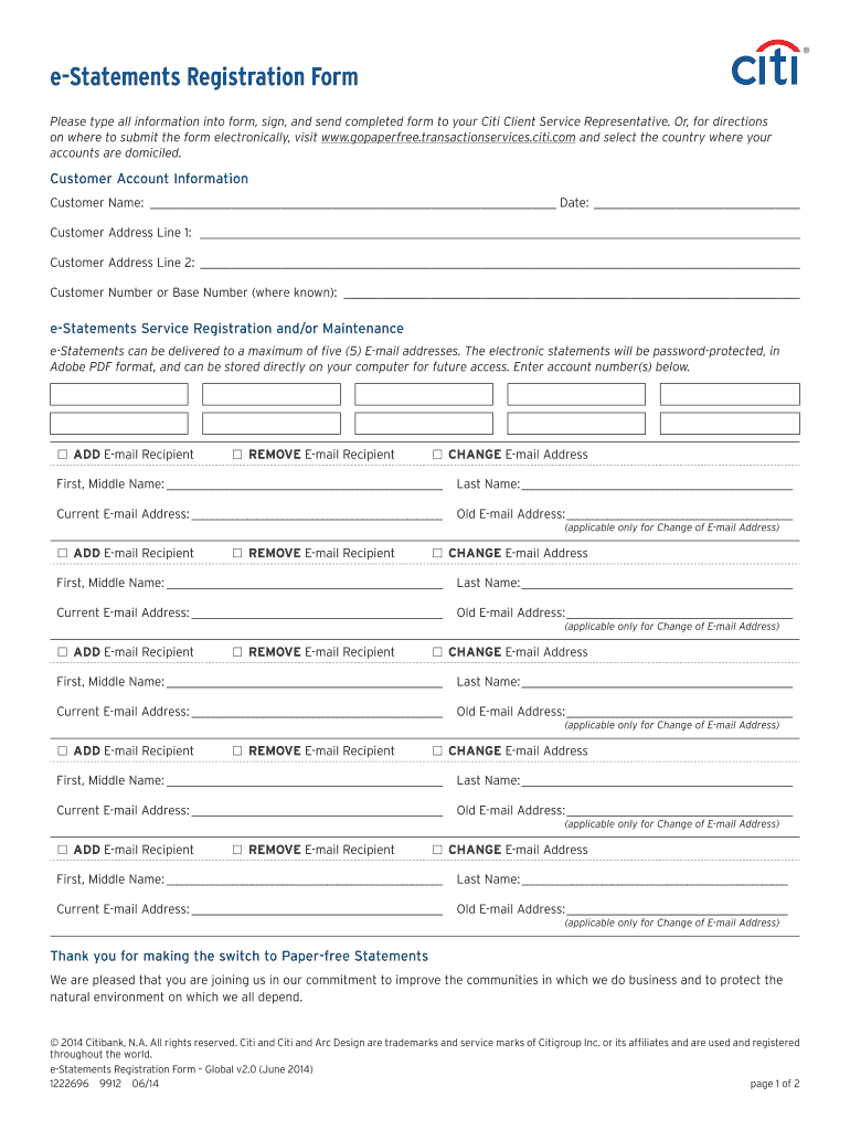 Fillable Online E-Statements Registration Form Fax Email Print - pdfFiller