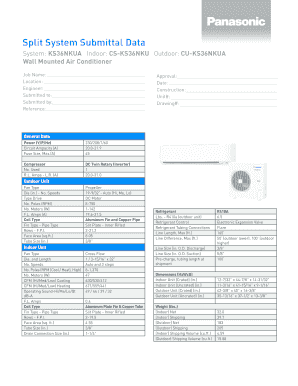 Fillable Online System: KS36NKUA Indoor: CS-KS36NKU Outdoor: CU ...