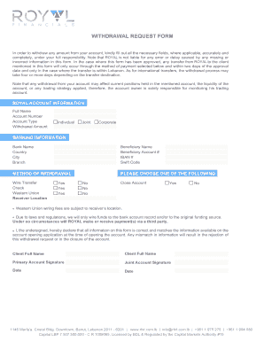 Fillable Online Withdrawal Request Form Updated - Royal Forex Trading Fax Email Print - pdfFiller