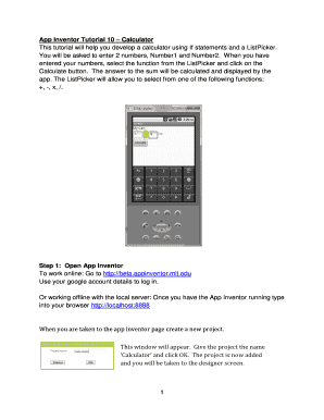 Fillable Online App Inventor Tutorial 10 Calculator Fax Email Print ...